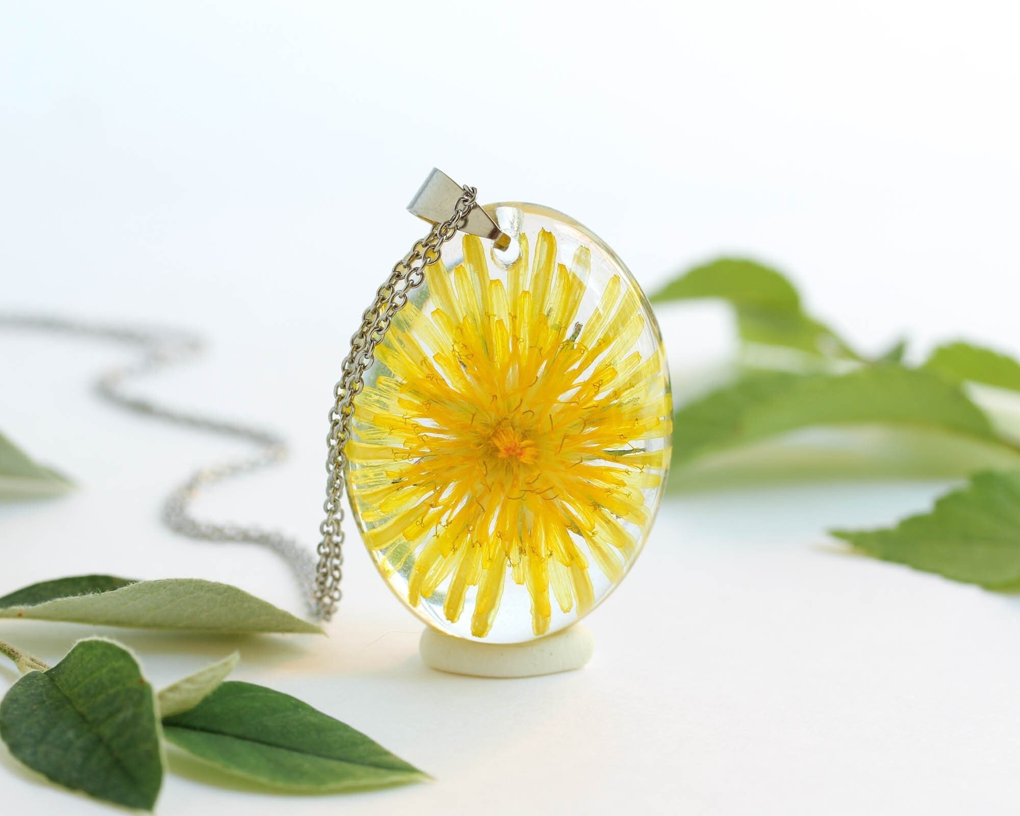 Yellow flower necklace Real dandelion necklace Birthday gifts Yellow dandelion jewelry Dandelion resin necklace Resin flower necklace Botania Jewelry